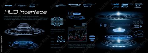 innovative futuristic hud user interface with holograms and portals
