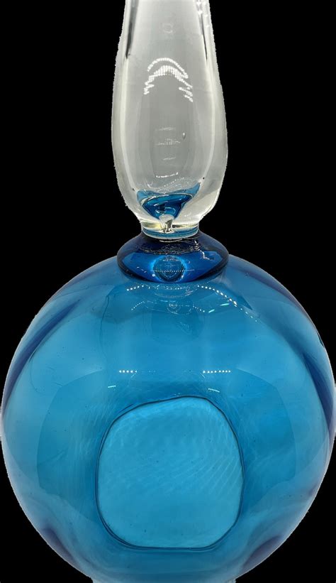 Vintage Blue Glass Vase Empoli Glass Vase Tall Mid Century Glass Vase