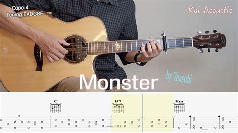 Monster Yoasobi Fingerstyle Guitar Tutorial TAB Chords Lyrics