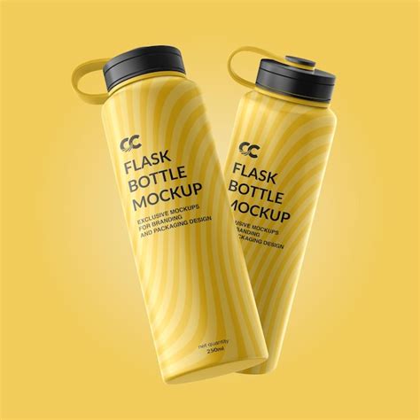 Premium Psd Metal Flask Bottles Mockup Design