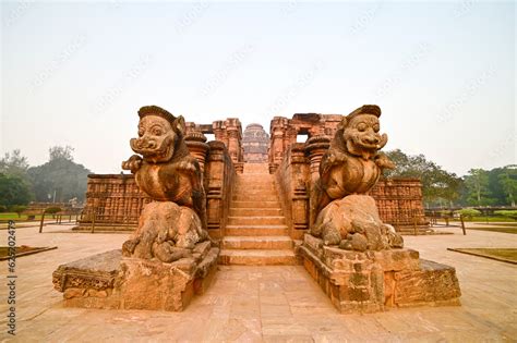 Hand Chiseled Sculptures Of A Couple Of Leogryphs Guarding The Entrance