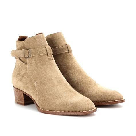 Saint Laurent Wyatt Suede Ankle Boots In Brown Lyst