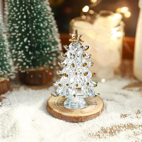 Glass Christmas Tree 25 Inch Mini Crystal Christmas Trees Figurines