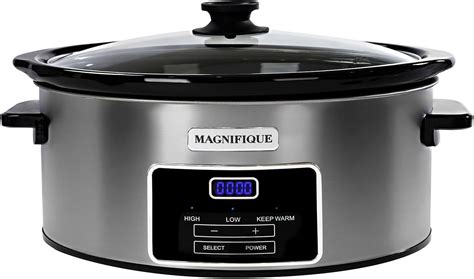 Magnifique 8 Quart Digital Programmable Slow Cooker With Timer Small Kitchen Appliance For