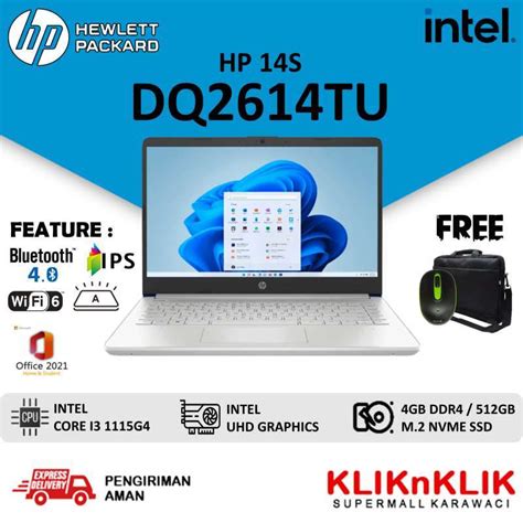 Jual HP 14S DQ2614TU CORE I3 1115G4 4GB 512GB SSD 14 FHD IPS WINDOWS 11