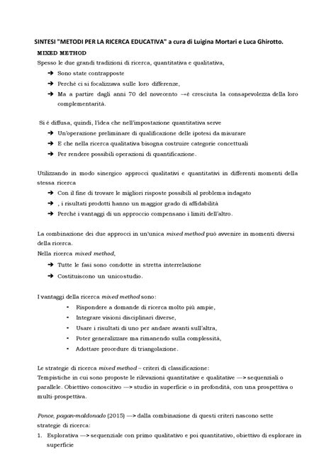 Metodi Per La Ricerca Educativa Docsity
