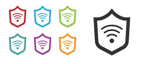 Black Shield Avec Icône De Symbole De Réseau Internet Sans Fil Wifi