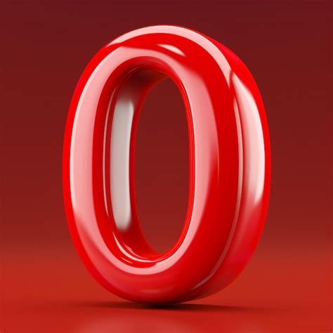 A Striking 3d Glossy Red Number Zero Design That Is Visually