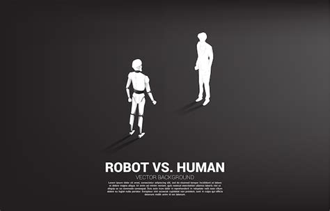 Enfrentando humano e robô conceito de negócio para aprendizado de máquina e ia artificial