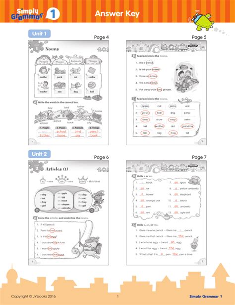 Answer Key Elementary Grammar Workbook