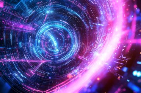 A Mesmerizing Technology Themed Abstract Backdrop With Swirling Digital Waves Vibrant Neon