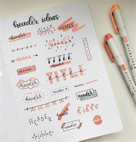 Bullet Journal Header Ideas