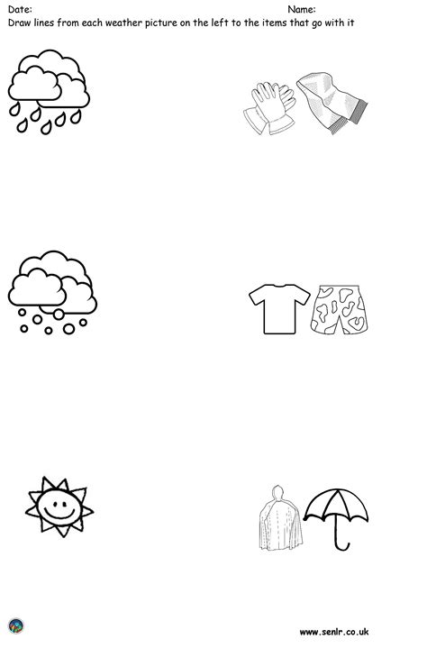 Match Clothes To Weather Conditions Preschool Worksheets Learning