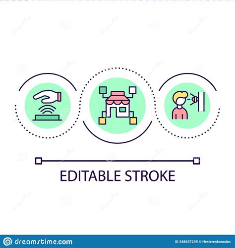 Biometric Technology In Retail Sector Loop Concept Icon Stock Vector