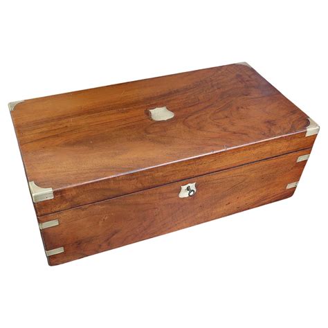 Large Antique Campaign Walnut Writing Box With Secret Drawers English
