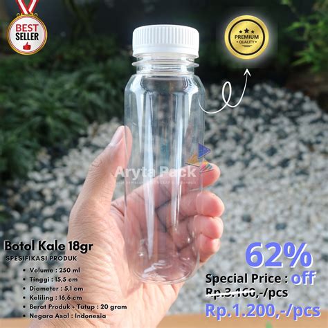 Jual Botol Plastik PET 250ml Kale Bulat Ekonomis 18gr Minuman Jus Susu