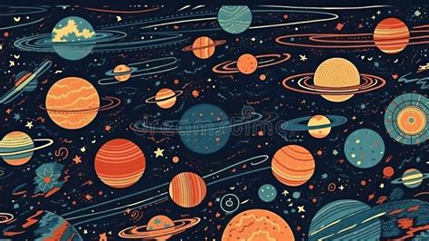 Planets Solar System Pattern Sun Moon Made With Generative Ai Stock Illustration