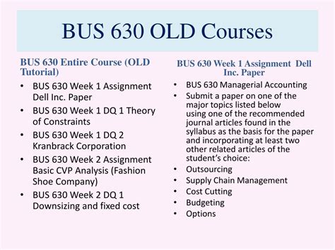 PPT BUS OLD Courses Uoptutorial PowerPoint Presentation Free Download ID