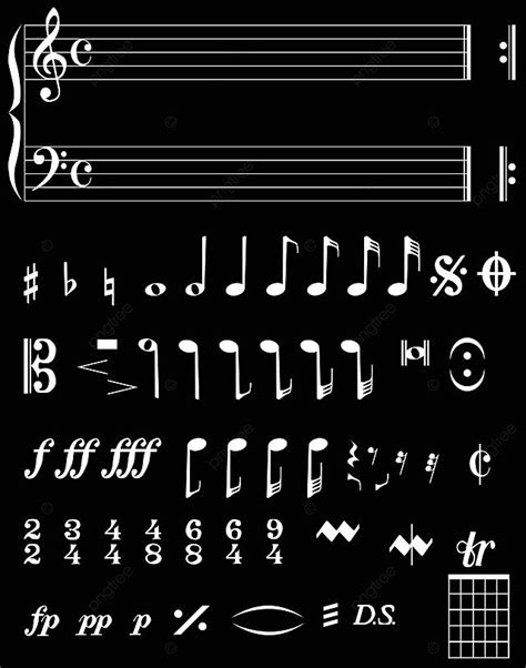 Musical Notation Negative Semiquaver Chord Bass Vector Semiquaver