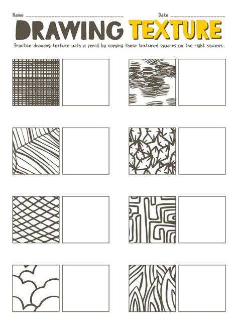 Drawing Texture Worksheet Art Handouts High School Art Worksheets