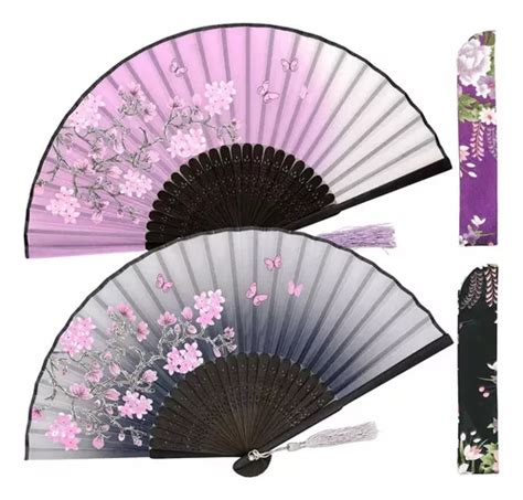 Chinos Abanicos Plegables Japoneses Vintage Bambú Seda Un Cuotas sin interés