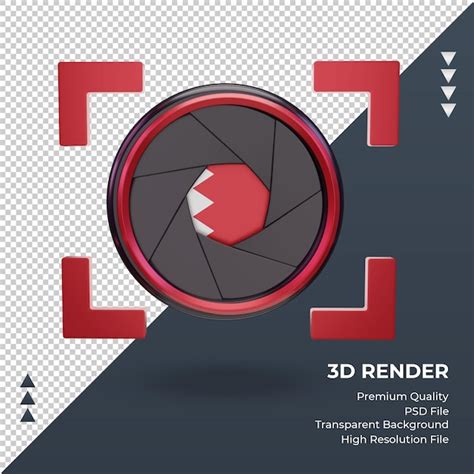 Premium Psd 3d Shutter Camera Bahrain Flag Rendering Front View