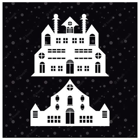 Silueta De La Casa De Navidad Diseño De Corte Láser Vector Premium