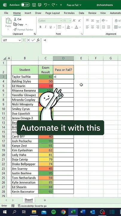 👉😲excel pass fail formula hindi 🔥🔥 excel excelformula exceltips