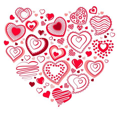 Corazón Rojo Hecho De Pequeños Corazones Del Confeti Ilustración Del