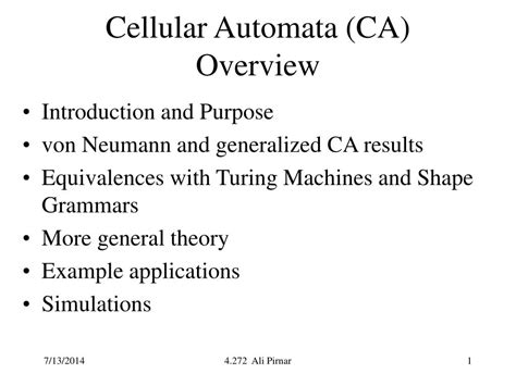 Ppt Cellular Automata Ca Overview Powerpoint Presentation Free