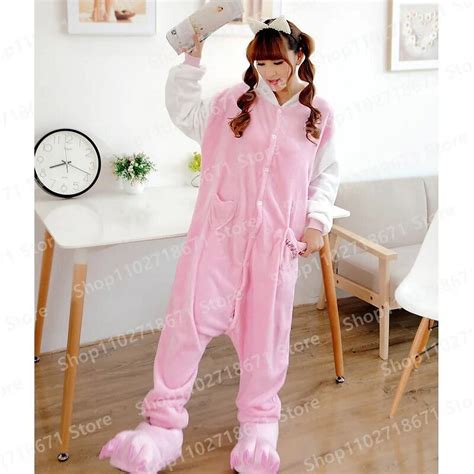 Kawaii Hello Kitty Sanrio Anime Cartoon Onesie Pajamas For Adult Women