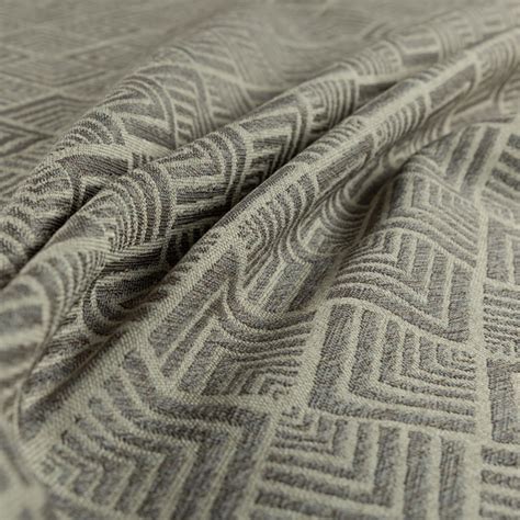 Bahija Geometric Uniformed Pattern Grey Colour Upholstery Fabric Ctr 2