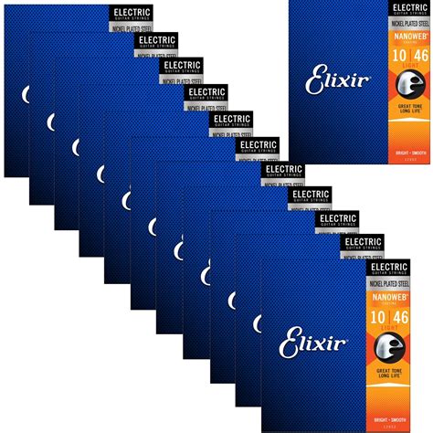 12 Sets Of Elixir 12052 Nanoweb Light Electric Guitar Strings 10 46