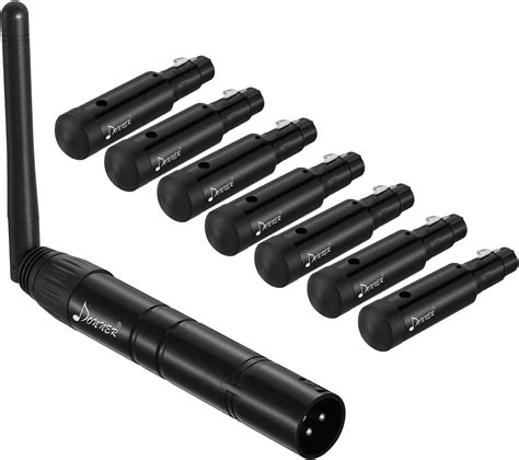 Chinly 6pcs 2 4g Dmx512 Wireless 1 Male Transmitter And 5 Female Receivers Control For