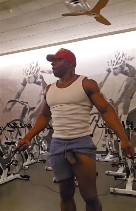 Muscular Bro Skipping In The Gym With Boner Exposed