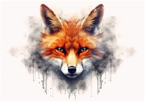 Illustration Of A Fox Head Facing Forward Full Color With Smoke Effect Premium Ai Generated Image