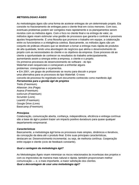 Metodologias Ágeis Pdf Desenvolvimento ágil De Software