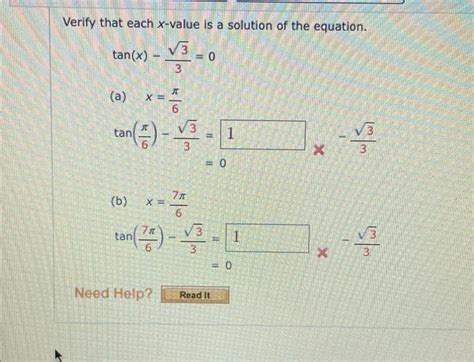 Solved Verify That Each X Value Is A Solution Of The Chegg Com