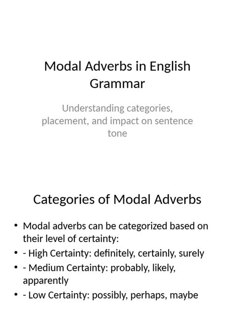 Modal Adverbs Presentation Pdf