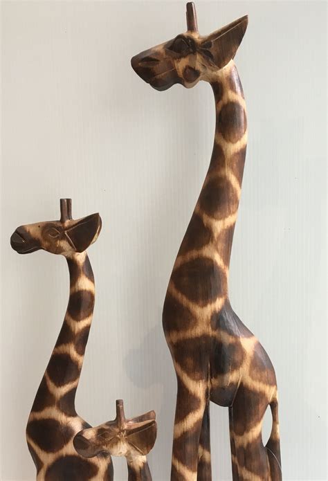 Balinese Hand Carved Timber Wooden Giraffe Statues Bali Mystique