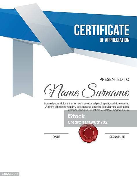 Vector Certificate Template向量圖形及更多垂直構圖圖片 垂直構圖 鑒賞證書 矢量圖 Istock