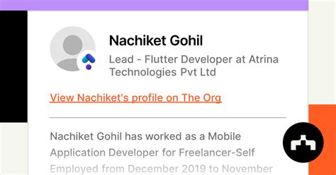 Nachiket Gohil Lead Flutter Developer At Atrina Technologies Pvt Ltd The Org