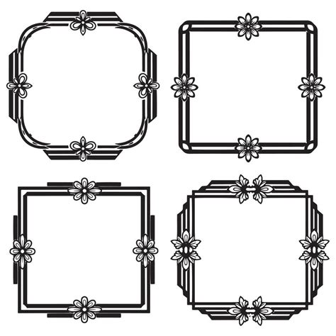 Silhouette Bold Decorative Floral Border Set Collection 67681467 Vector