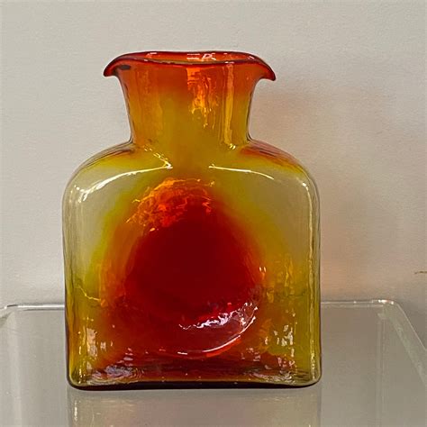 Blenko Water Jug Tangerine Featuring Antique Vintage And Mid