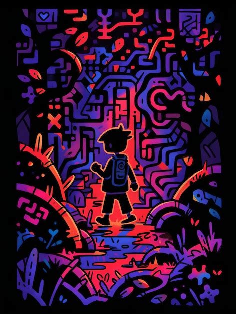 Premium Ai Image Keith Haring Doodle Adventurer Trapped In A