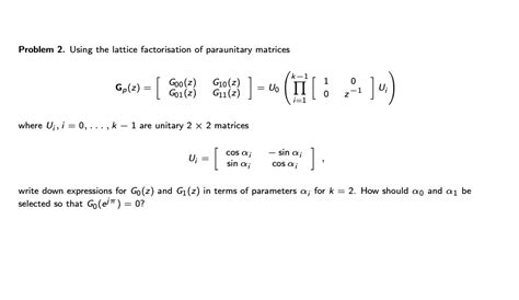 Solved Problem 2 Using The Lattice Factorisation Of