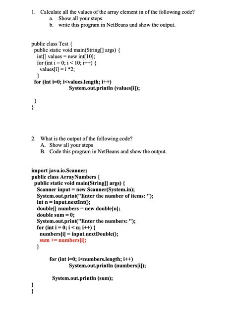 Solved Calculate All The Values Of The Array Element In Chegg