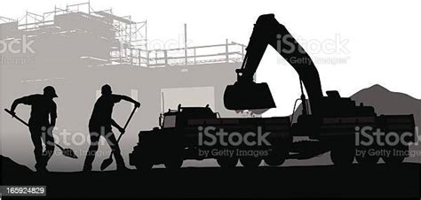 Different Shovels Vector Silhouette向量圖形及更多建築地盤圖片 建築地盤 側影 建築工人 Istock