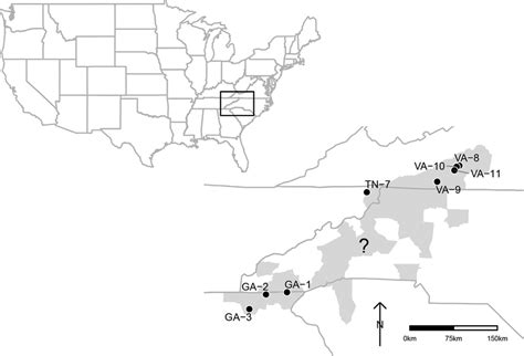 Bog Turtle Sampling Locations In The Southern Portion Of Their Download Scientific Diagram