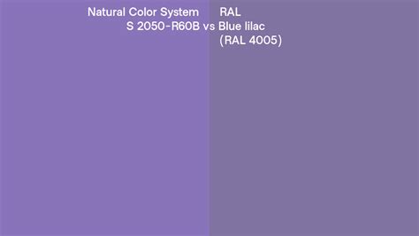 Natural Color System S 2050 R60b Vs Ral Blue Lilac Ral 4005 Side By